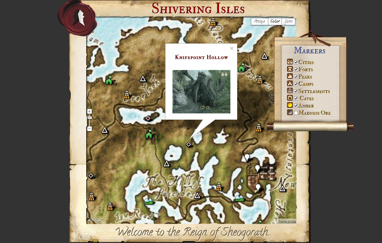 An interactive Skyrim Map realized by Leonardo Gandini